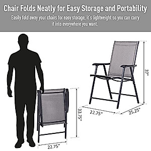 Outsunny Folding Outdoor Patio Chairs Set of 4 Stackable Portable for Deck, Garden, Camping and Travel