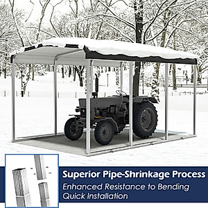 Xilingol 10x15 FT Metal Carport, Heavy Duty Carport Canopy with Galvanized Steel Frame and Roof, Outdoor Storage Shed, Car Tent Garage Shelter for Pickup, Truck, Boat and Tractor, Grey