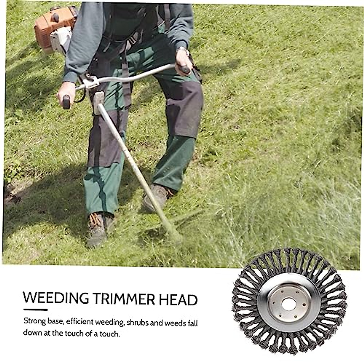 HANABASS 1 Set 8 Wire Wheel Weeding Grass Trimmer Head Wire Grinder Brush Head Corded Lawn Mower Weeding Cutter Trimmer Head White to Rotate Carbon Steel Wire Wired Thread Cutting