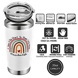 SUCHAGIFT Teacher Appreciation Gifts - Teacher Gifts for Women - Teachers Appreciation Week, Back To School, Birthday Gift - Thank You Gift Ideas for Teachers Women Daycare - 20 Oz White Tumbler