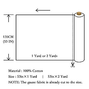 Wrinkle Gauze Cotton Material Quilting Sewing Craft Fabric Table Runners Decor Cloth for Party, Wedding Cheesecloth Kitchen Cooking (1 Yard, White)