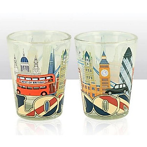 Elgate London Union Jack & Skyline Single Shot Glass Tequila Spirit Glass