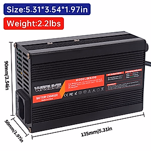 WAOUKS 84V 3A Charger 84V Li-ion Battery Charger DC C13 Connector Used for 20S 72V 74V Lithium Battery Battery Black Aluminum Case with Cooling Fan