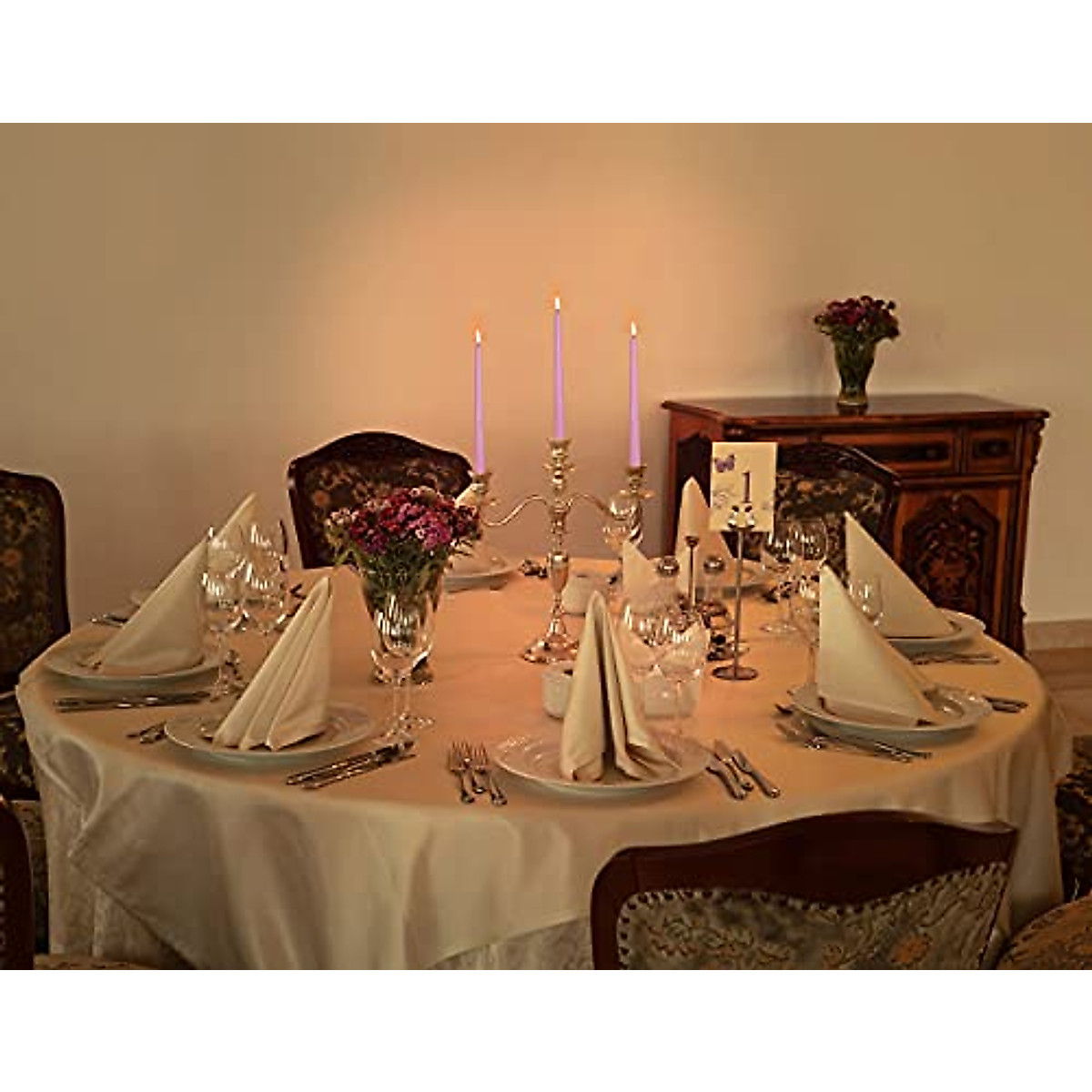 12 Pack Tall Taper Candles - 12 Inch Rose Pink Dripless, Unscented Dinner Candle - Paraffin Wax with Cotton Wicks - 10 Hour Burn Time