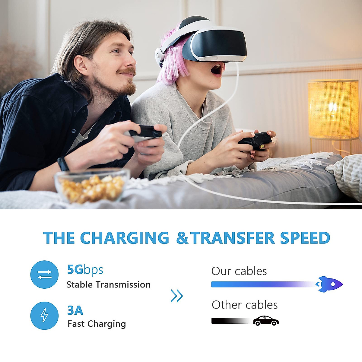 PIGETALE 16ft Link Cable for Quest/Meta Quest 2/1 and Gaming PC/Steam VR, USB 3.2 Gen1 Type A to C 5Gbps High Speed Data Transfer Charging Cable, 90 Degree Angled USB A to USB C Power Cable 5M