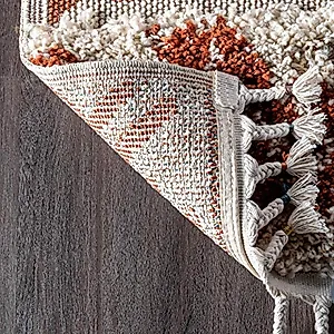 nuLOOM Zuri Shaggy Banded Tribal Area Rug, 8' x 10', Rust