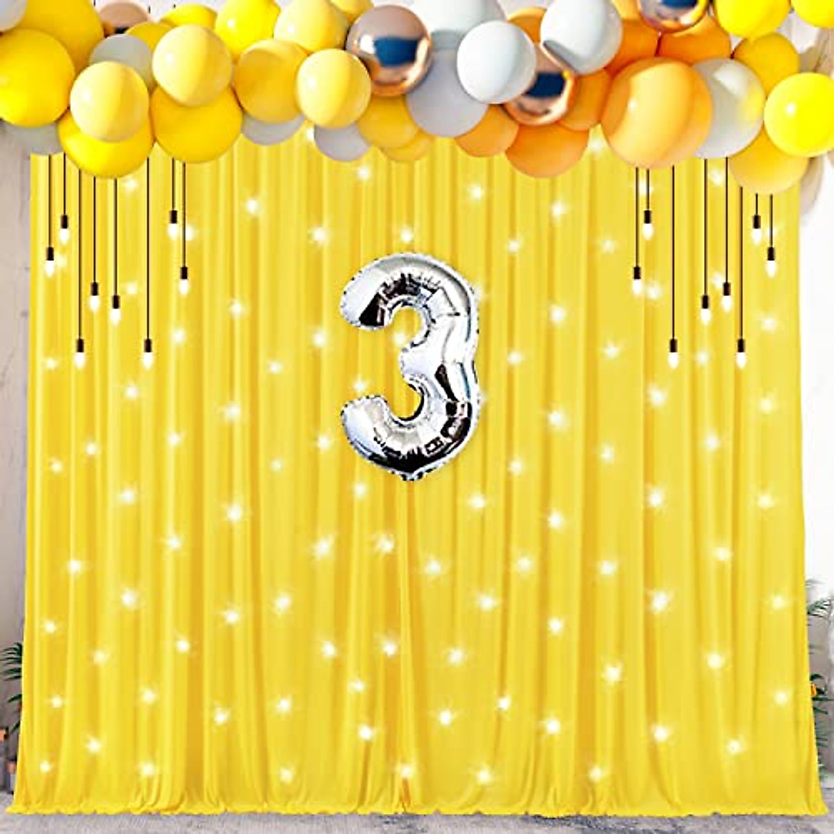 10x10 Yellow Backdrop Curtain for Parties Wrinkle Free Lemon Yellow Photo Curtains Backdrop Drapes Fabric Decoration for Birthday Party Wedding Baby Shower 5ft x 10ft,2 Panels