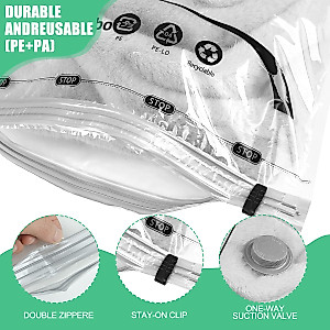 10 Pack Vacuum Storage Bags,Space Saver Bags with Hand Pump,Vacuum Sealer Bags for Store Clothing,Comforters,Blankets,and other Bedding(2Jumbo/2 Large/3 Medium/3 Small)