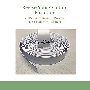 2" Wide x 200' Roll Vinyl Strap for Patio Chairs, Lawn Furniture, and Deck Chairs, Make Your Own Replacement Straps, (201 White)