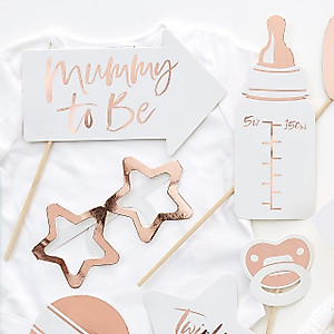 Ginger Ray 10 Pack Rose Gold Foiled Baby Shower Photo Booth Props Twinkle Twinkle Gold