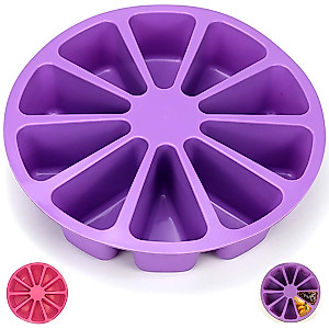 Goeielewe Silicone Baking Molds 10-Cavity Silicone Portion Cake Mold Soap Mould Pizza Slices Pan, Triangle Cake Pan DIY for Cornbread Brownies Muffins Kitchen Baking Tool (Random Color)