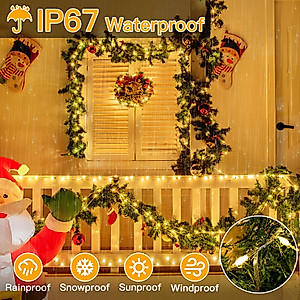 Ollny String Lights 600LED 197FT, Warm White Fairy Lights IP67 Waterproof with Remote 8 Modes Timer Dimmable, Plug in Christmas Lights for Outdoor Indoor House Yard Holiday Decorations