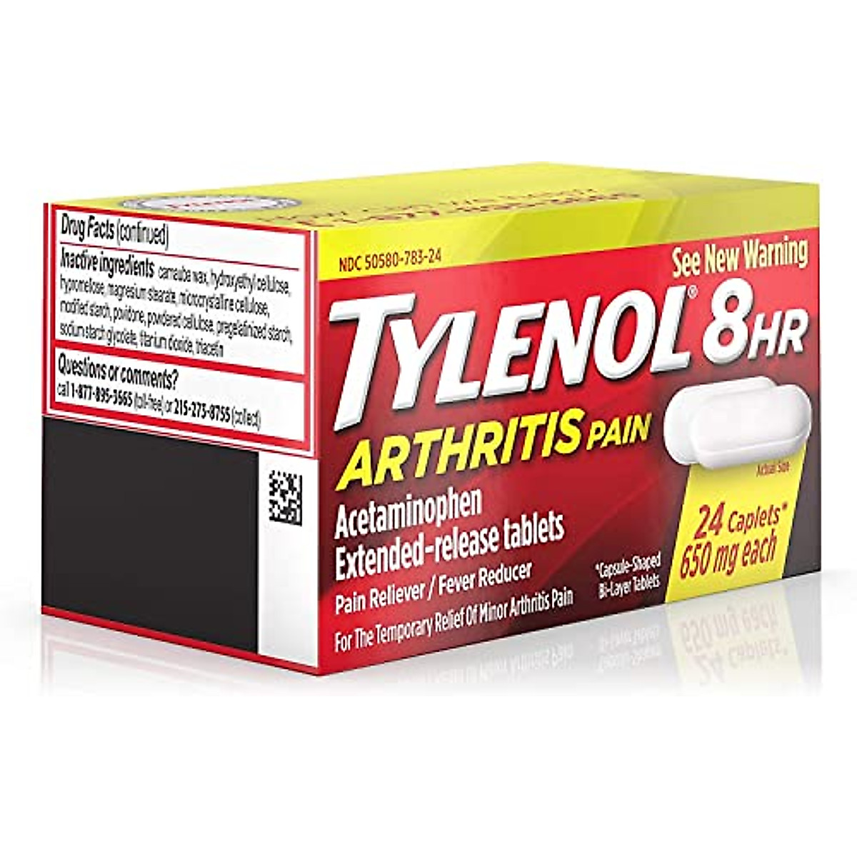 Tylenol 8 Hour Arthritis Pain Relief - Acetominophen Extended-Release Tablets, Pain Reliever / Fever Reducer, 24 Caplets, 650 milligrams each (2-Pack)