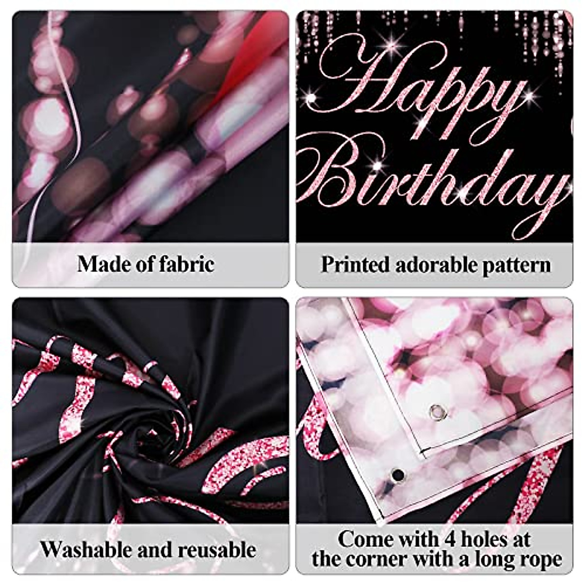 Pink Happy Birthday Decoration Pink Birthday Banner Backdrop Large Happy Birthday Yard Sign Background It's My Birthday Backdrop Baby Shower Party Indoor Outdoor Decorations Supplies for Women Girls