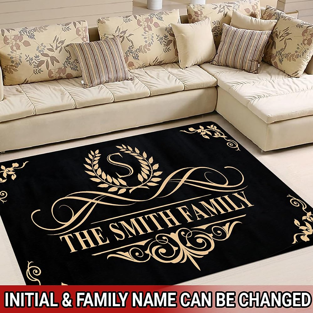 Personalized Family Name Rug for Inside House, Newlywed Closing, Monogram Rug Mat, Welcome Front Door, Custom Entryway Rug Unique Gift for Husband Wife, Housewarming Gift for New Engaged Married