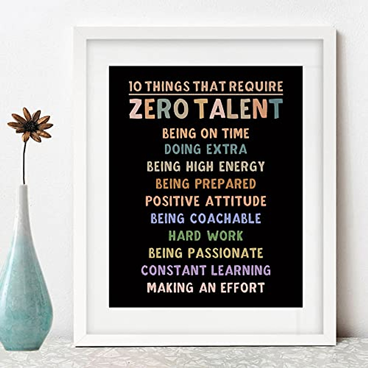 10 Things That Require Zero Talent, Motivational Poster, Inspirational Print, Office Wall Decor, Typography Art, Success Tips, Classroom Wall Decor, Boho Decor, No Frame (8X10 INCH)