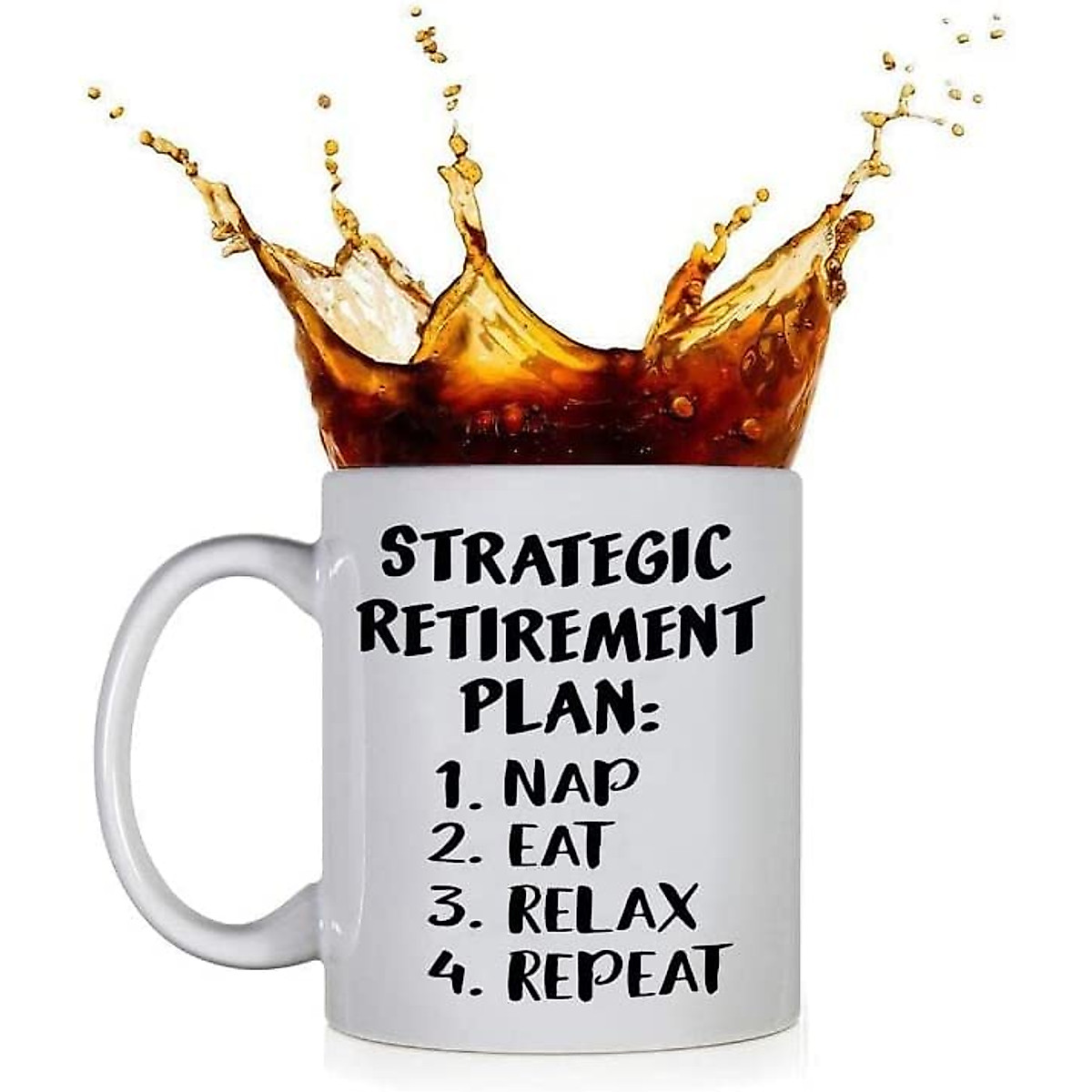 Generic Funny Coffee Mug Retirement Gifts for Women Men, white 11 Oz Funny Mug Strategic Retirement Plan Nap Eat Relax Repeat, Retirement Gifts for Women, Funny Gift for Gag Gift, Elephant, Christmas