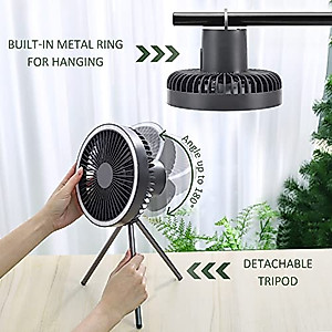 Depulat Battery Operated Fan, 10000mAH Rechargeable Portable Fan, Built-in Hanging Ring, Tripod, Camping Fans For Tents，Suitable For Home, Office, Emergency Power Outage, Shelter.