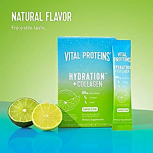 Vital Proteins Hydration Electrolyte Powder with Collagen - 1g Functional Sugar - 880mg Electrolytes - 100% DV Vitamin C (Lemon Lime, 7 Count)