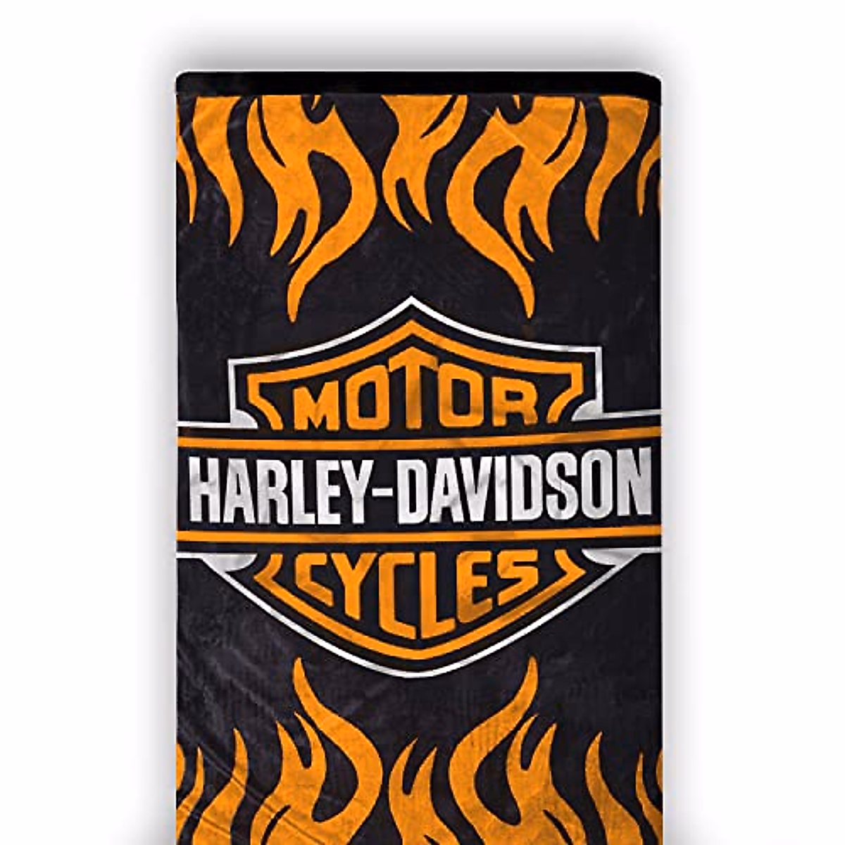 Super Soft Plush Classic Black Harley Davidson Blanket/Throw Full or Queen Size - Orange