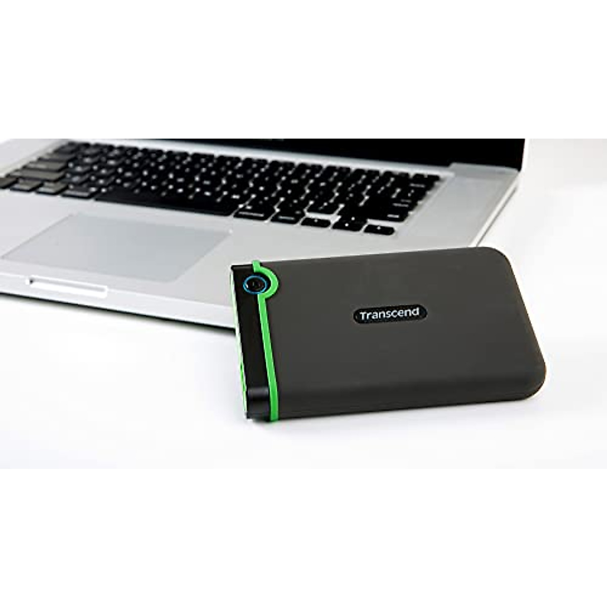 Transcend 4TB SJ25M3, USB 3.1 Portable Hard Drive Rugged, Anti-Shock Resistant, Compact and Lightweight with Lightning-Fast Speeds, One Touch Backup Button, Iron Grey - TS4TSJ25M3S