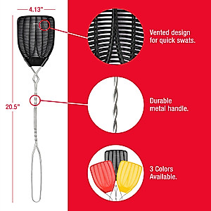 Enoz Flyswatter, Rids Home and Garden of Pests, Multicolor, Heavy Duty with Vented Design, Easy to Use, Pack of 12