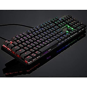 Feiyx Second Hand Wired Mechanical Keyboard 104 Keys RGB Blue Switch LED Backlit Anti-Ghosting Gaming Keyboard Premium,for Windows PC/MAC Games