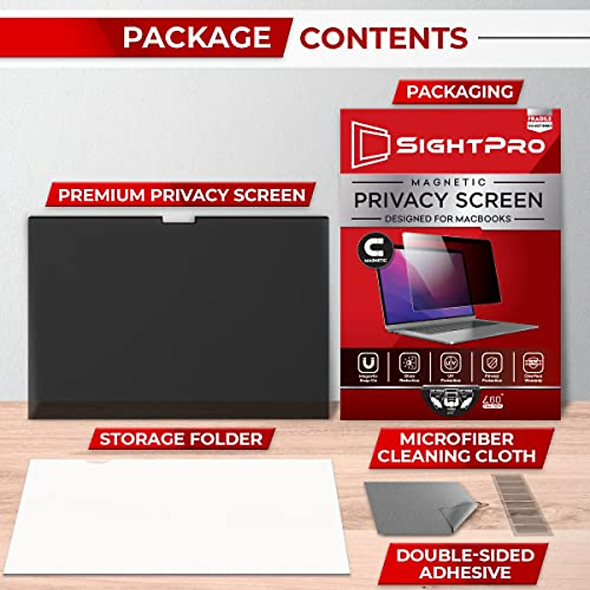 SightPro Magnetic Privacy Screen for MacBook Pro 13 Inch (2016, 2017, 2018, 2019, 2020, 2021, 2022, M1, M2) Laptop Privacy Filter and Anti-Glare Protector