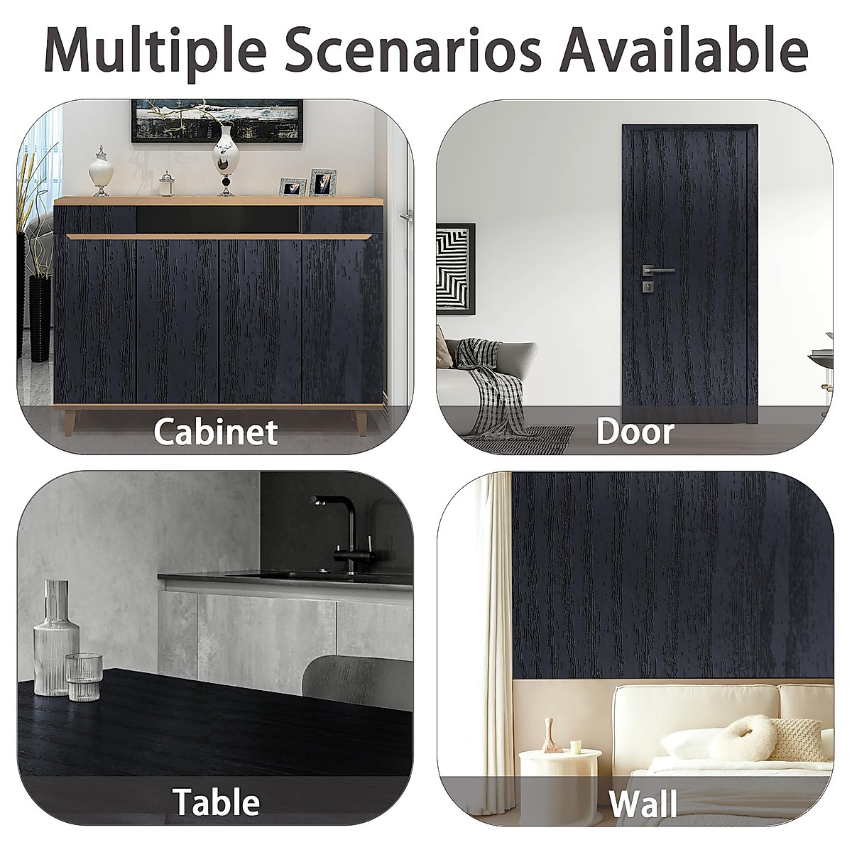 Coengwui Peel and Stick Wallpaper Border Mirror Edging Tape Sticker for Bathroom Kitchen Table Decoration (Wood Grain Black, 32.8ft x 3.9in)