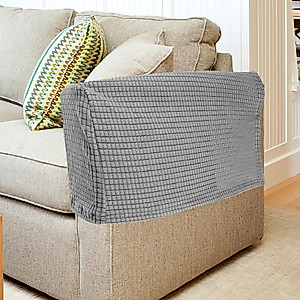 BESPORTBLE Chair Arm Covers Protectors 2pcs Chair Arm Protectors Universal Elastic Sofa Stretch Armrest Cover Sofa Side Towels Office Recliner Couch Loveseat Cloth(Light Grey) Chair Arm Covers