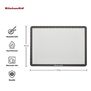 KitchenAid Silicone Baking Mat, 12x17-Inch, Gray
