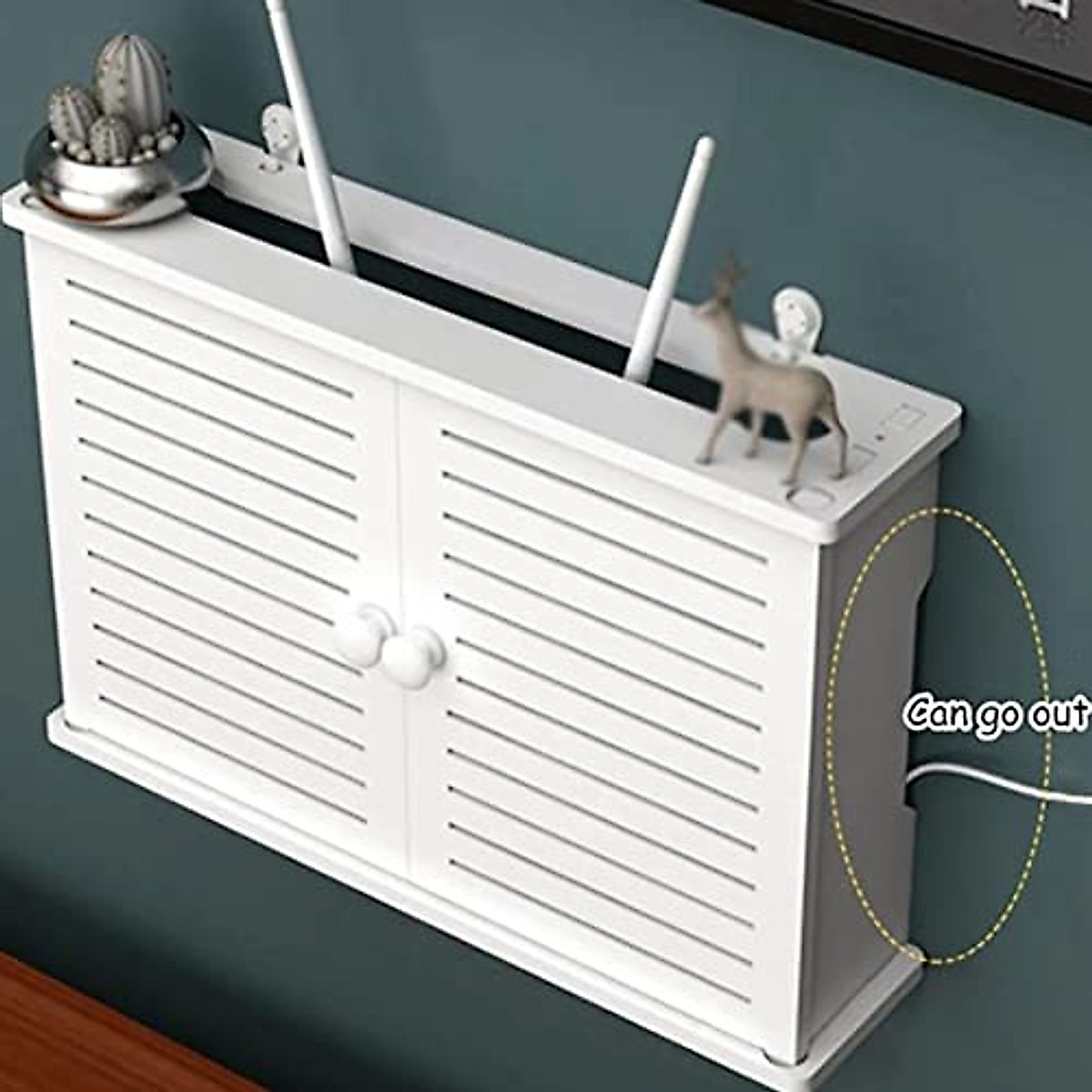 CWDRDX Wireless WiFi Router Storage Boxes Wooden Box Cable Wire Bracket Wall Plug Board Storage Shelf L