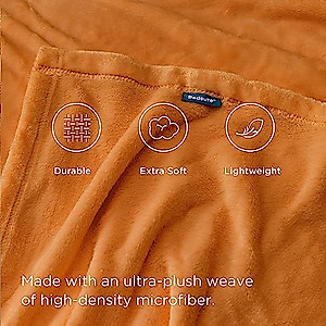 Bedsure Fleece Blanket Throw Blanket Orange - 300GSM Throw Blankets for Couch, Sofa, Bed, Soft Lightweight Plush Cozy Burnt 0range Blankets and Throws for Toddlers