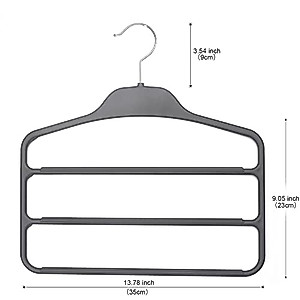 CQQDOQ Pants Hangers 3 Pack Space Saving Multi-Layer Pants Hanger Non-Slip Rotating Closet Organizer Hangers for Pants Jeans Scarf Tie Clothes Trousers Towels - Grey