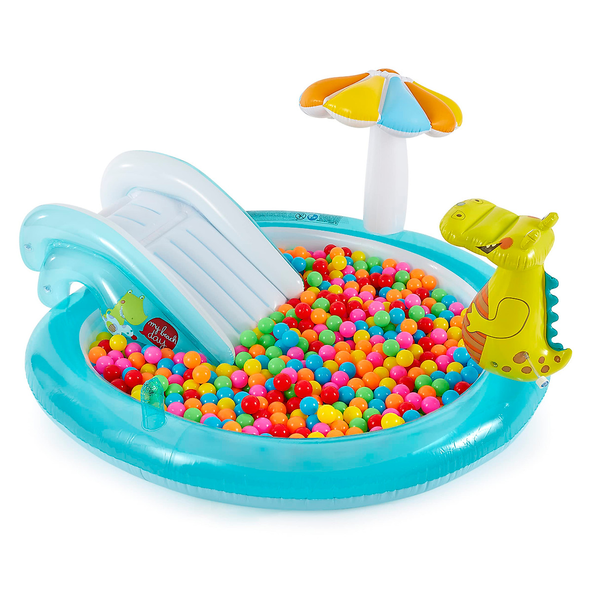 Intex Gator 6.6' x 5.6' x 4" Outdoor Inflatable Kiddie Pool Water Play Swim Center