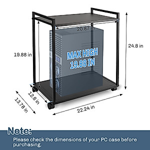 Liitrton Computer Tower Stand, 2-Tier CPU Stand PC Stand with Lockable Wheels Under Desk for Office Home (L)