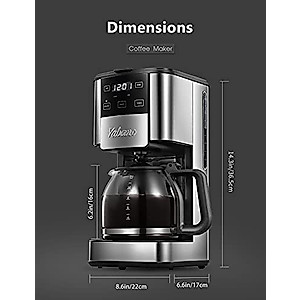 Programmable Coffee Maker, 12 Cups Coffee Pot with Timer and Glass Carafe, Brew Strength Control, Keep Warming, Mid-Brew Pause, Coffee Machine with Permanent Coffee Filter Basket, Anti-Drip System