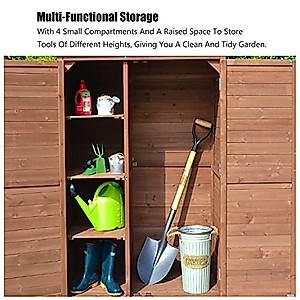 Wooden Garden Tool Storage Cabinet, Extra Tall Outdoor Shed for Patio Furniture, Lawn Mower, Backyard Storage Organizer, Large Lockable Garden House (Size : A)