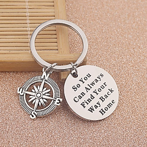 LQRI Compass Key Chain Wanderist Gift So You Can Always Find Your Way Back Home Keychain Travelling Jewelry Inspirational Adventure Gift (sliver)