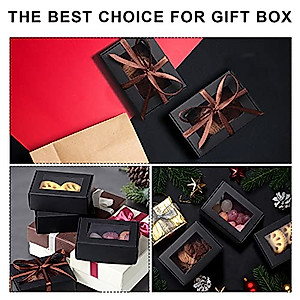 100 Pieces Soap Packaging Boxes Kraft Mini Paper Box with Window Present Packaging Box Treat Box for Homemade Soap Favor Treat Bakery Candy, 3.34 x 2.36 x 1.18 Inch(Black)
