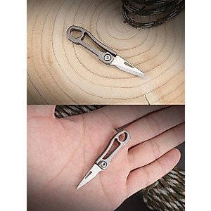 KUNSON Ultra Small Little Folding Pocket Titanium Alloy Knife with 420j2 Stainless Steel Blade, Mini EDC Portable Knife/Box Cutter/Package Opener, Ultra Compact and Lightweight Mini Folding Knife