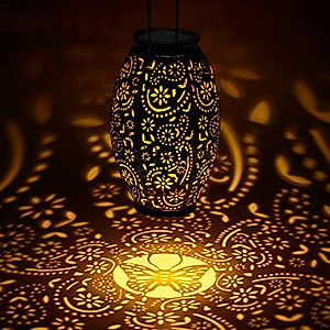 Solar Lanterns Outdoor Waterproof Hanging - OxyLED 2 Pack Decorative Lantern Lights Solar Powered with Handle Metal for Garden Outside Table Patio Porch Yard Decor Christmas