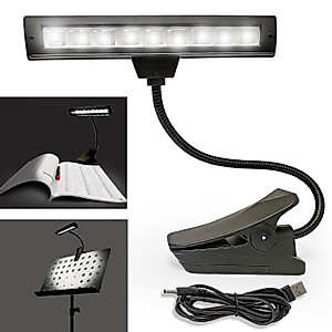 AxcessAbles Orchestra 9 LED USB Music Stand Light | Clip-On USB or Battery Operated Lamp with Adjustable Goose Neck | DJ Table, Mixer, Professional Music Stand Light, Reading Light