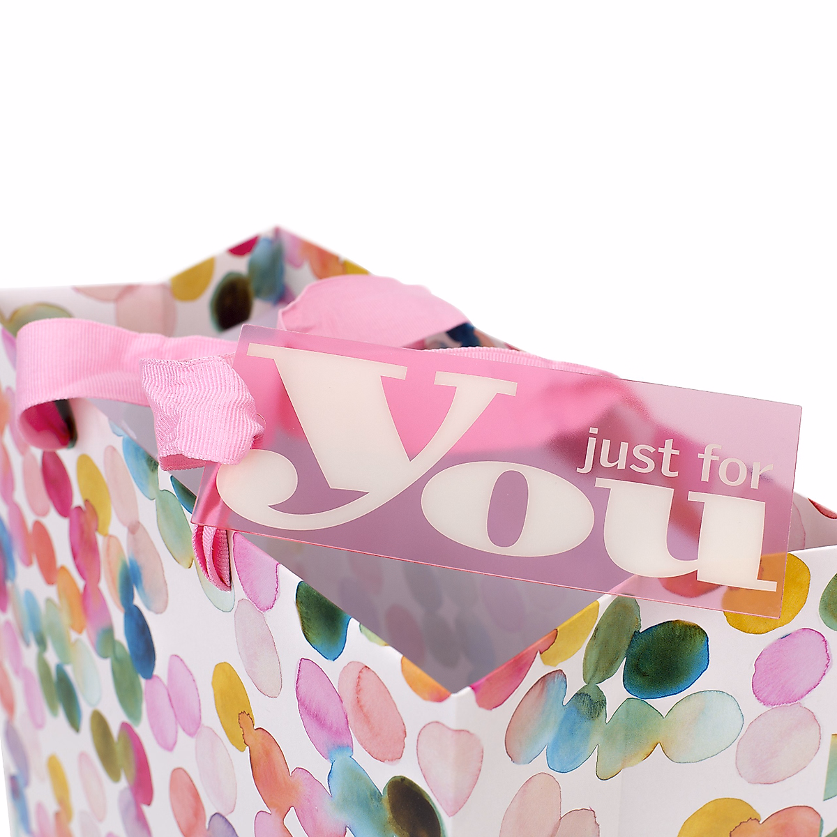 Hallmark 10" Large Square Gift Bag (Watercolor Dots, Just for You) for Birthdays, Mothers Day, Easter, Graduations, Retirements and More