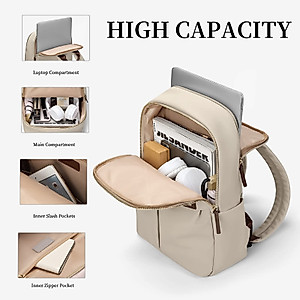 GOLF SUPAGS Laptop Backpack with Separate Laptop Compartment Water Resistant Computer Backpacks Fits 15 Inch Notebook Travel Work Bags for Women (Apricot)