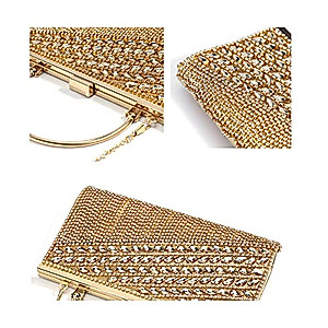 WIGUYUN Womens Elegant Evening Handbag Rhinestone Fringed Clutch Purse Handle Formal Wedding Bag,Gold