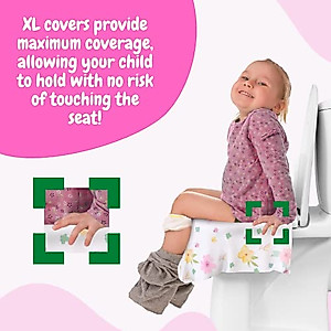 20 Pack Extra Large Disposable Toilet Seat Covers (Floral) by Eli with Love – Toddler Toilet Covers For Full Coverage On Toilet or Potty – Ideal Travel Toilet Seat Covers For Both Kids and Adults