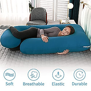 Wndy&#039;s Dream Pregnancy Pillow Cover J Shaped Pillowcase, Full Body Maternity Pillow Replacement Cover, Breathable, Machine Washable