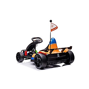 DAKOTT McLaren Electric Go Kart for Kids Ages 6-12, Up to 154 lbs, 24V 4-Wheel Electric Go Cart, 5-9 MPH Speed W/Drift Function, Orange, Large