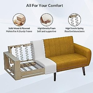 BELLEZE Convertible Sofa Bed, Modern Loveseat, Sleeper Sofa, Futon Couch for Living Room, Guest Room, Garage - Melrose (Yellow)